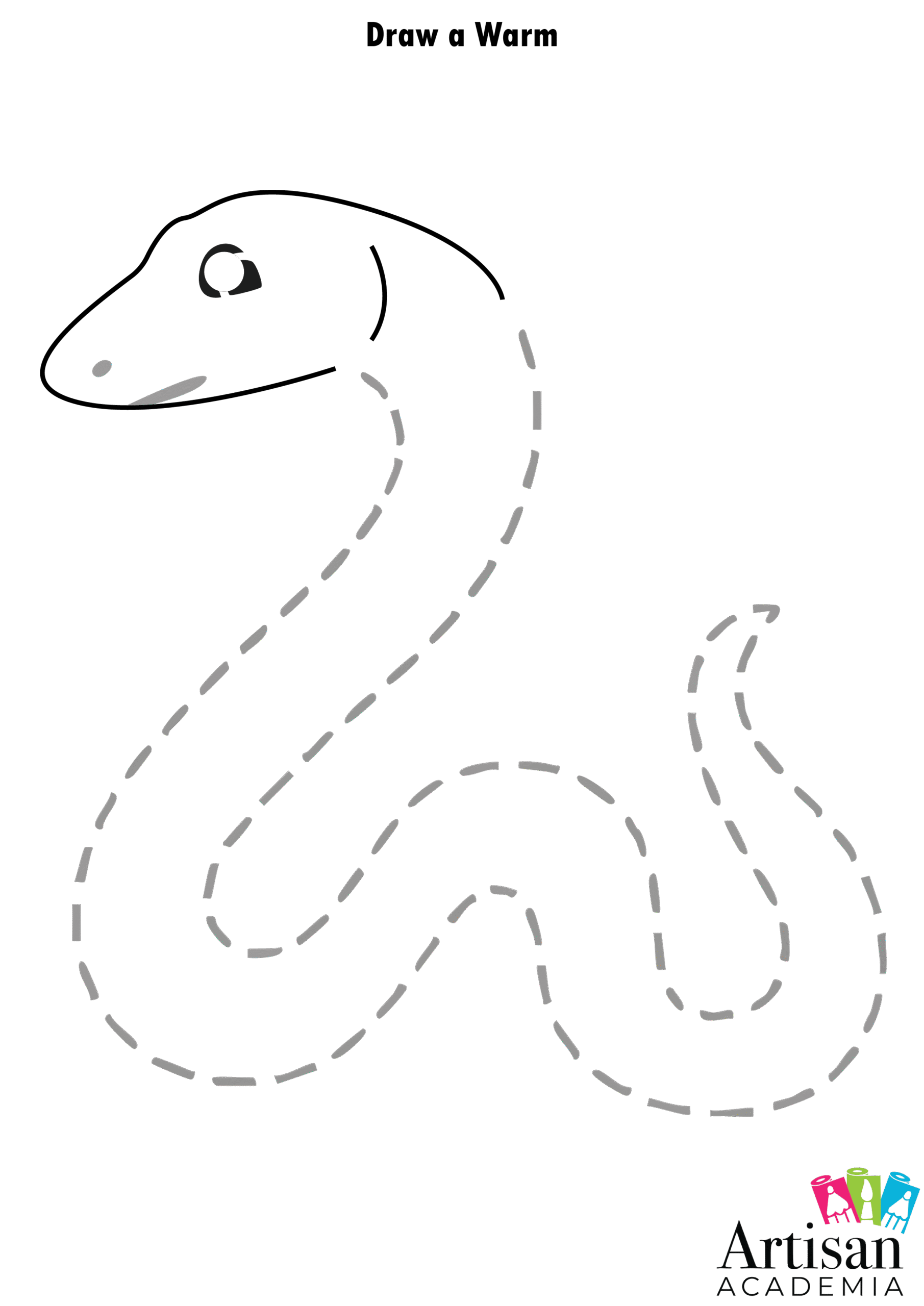 Draw a Worm Pencil Control Worksheet for Young Kids