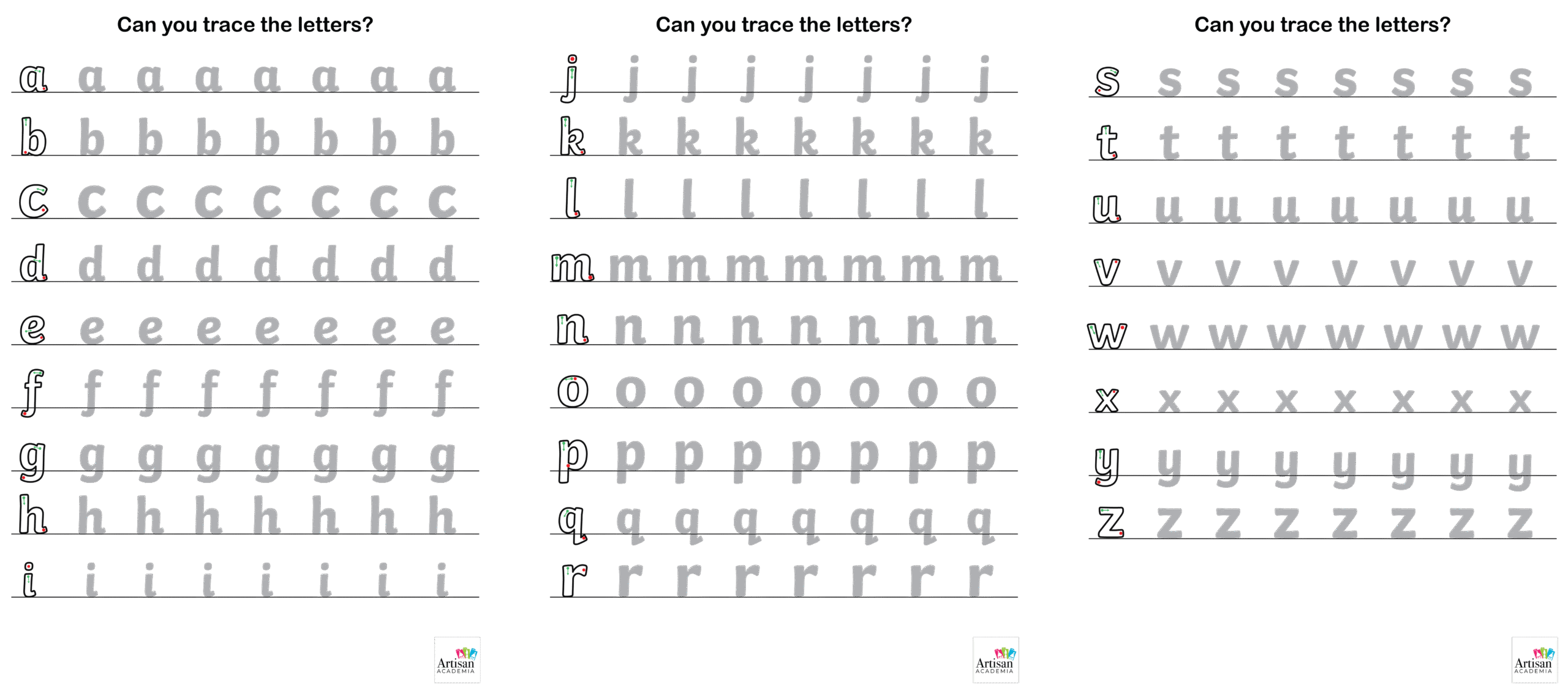 Alphabet Tracing Practice Sheets for Young Learners
